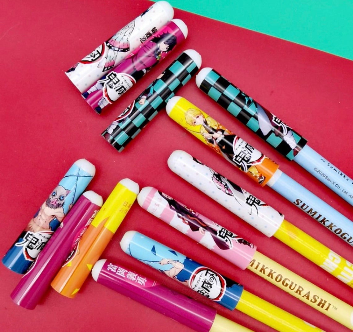 Demon Slayer. Japanese Anime Manga. Pencil Caps. Set of 6. Stationery ...