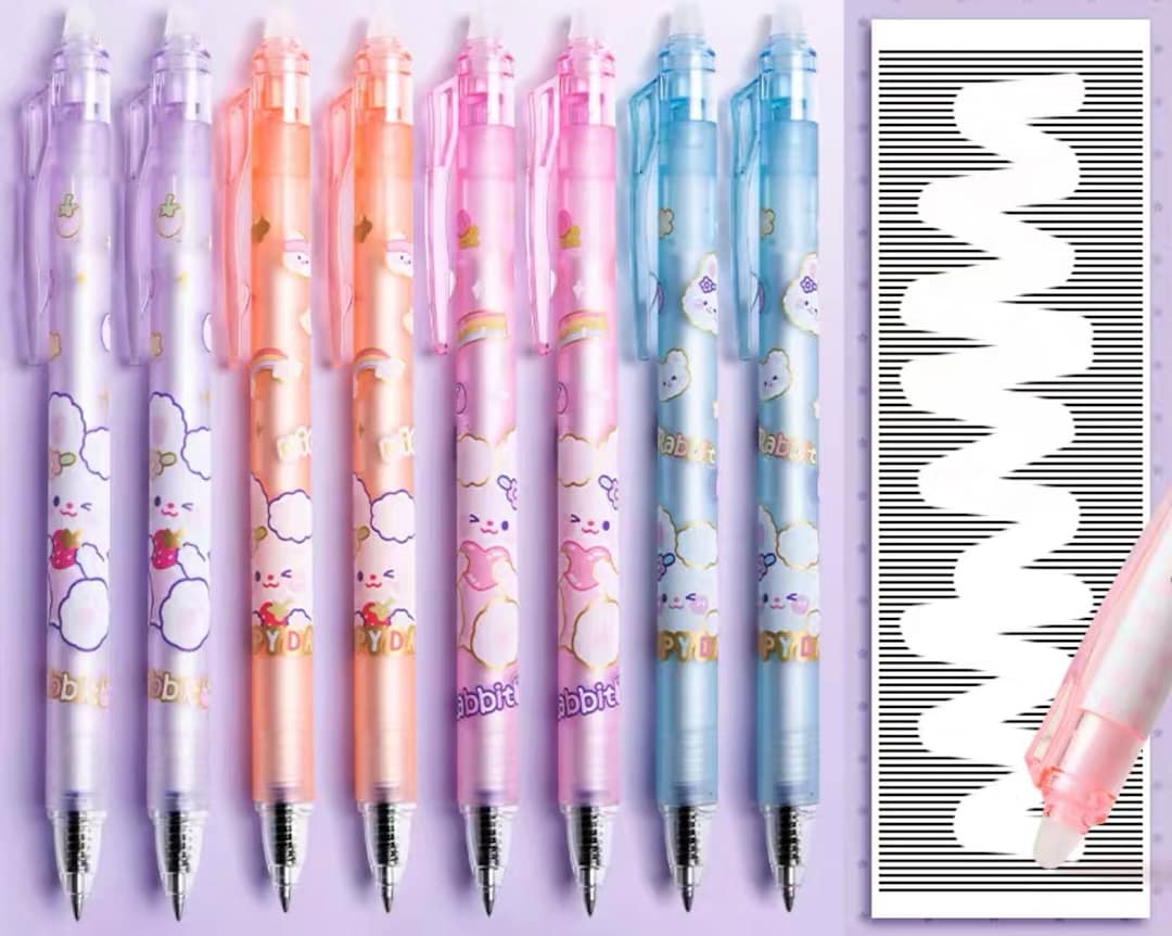 Erasable Black Gel Pen 0.5mm Retractable. Cute Bunny. Stationery Gifts ...