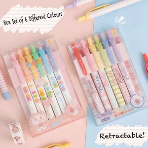 Retractable Highlighters. Box Set of 6 Colours. Macaron Colours ...