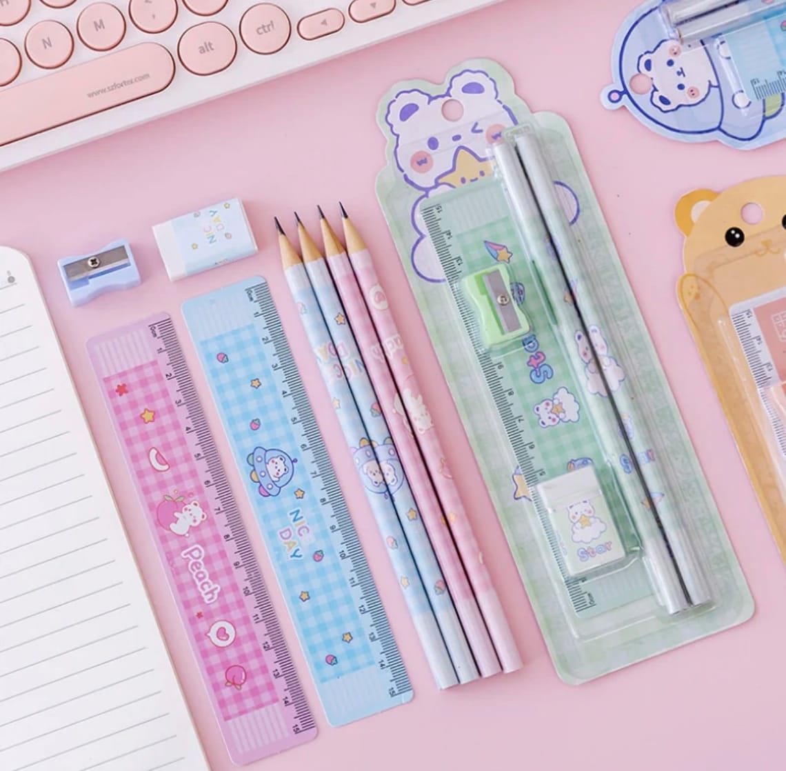 Stationery Gift Set of 5 Items. Kawaii Cute Cartoon Animals - Etsy