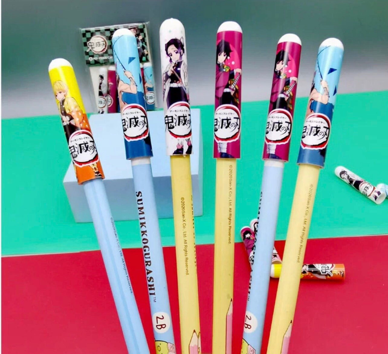 Demon Slayer. Japanese Anime Manga. Pencil Caps. Set of 6. Stationery ...