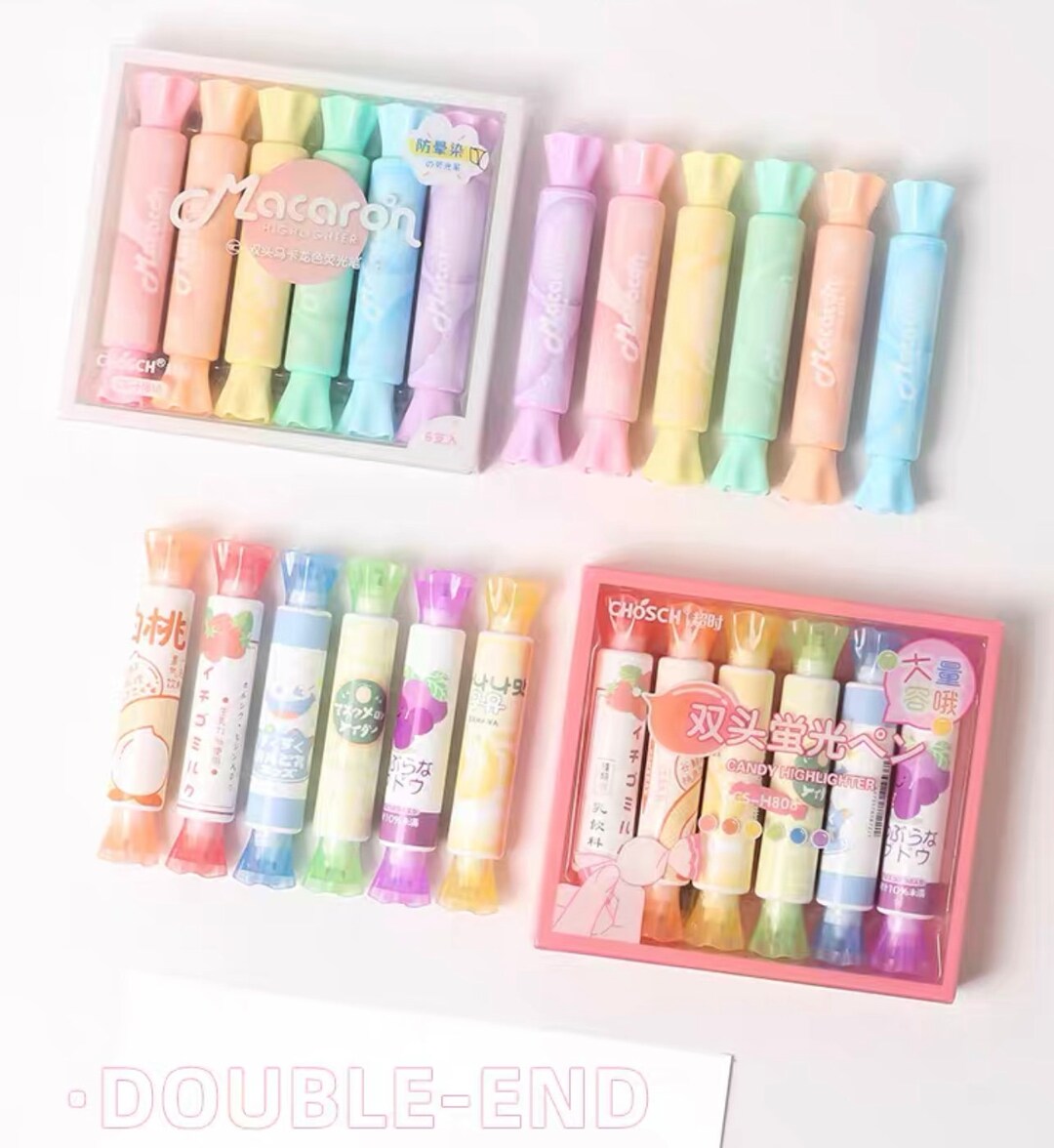 Cute Highlighters. Box Set of 6 Colours With Double Heads. Stationery ...