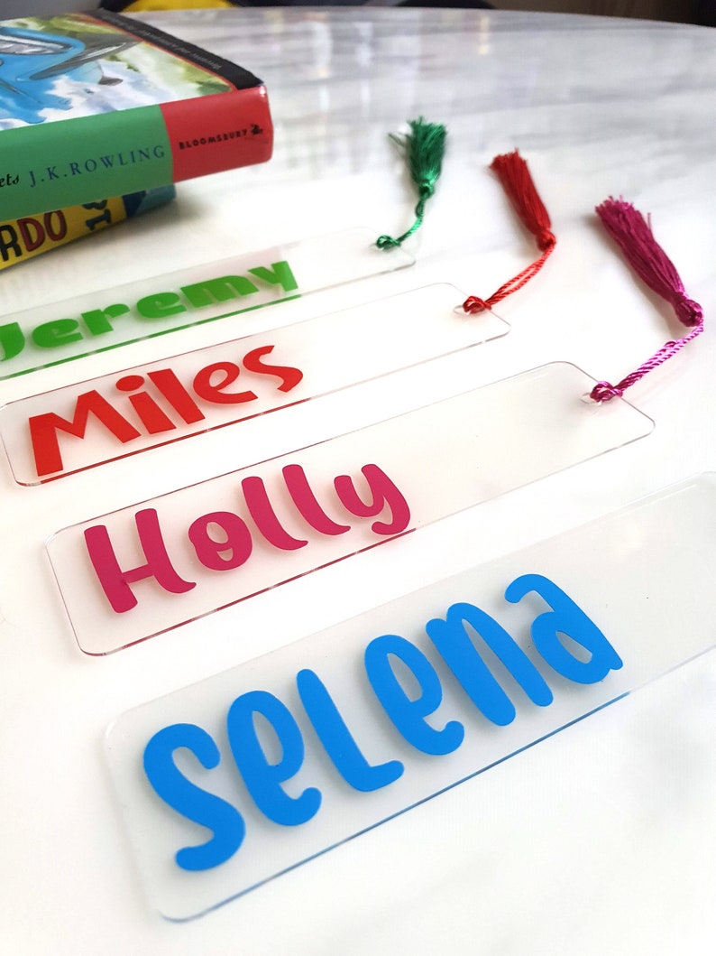 Personalised Bookmarks | Back to School | Vinyl Acrylic Bookmark ...