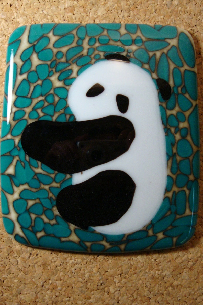 Panda Bear Fused Art Glass Panel - Etsy