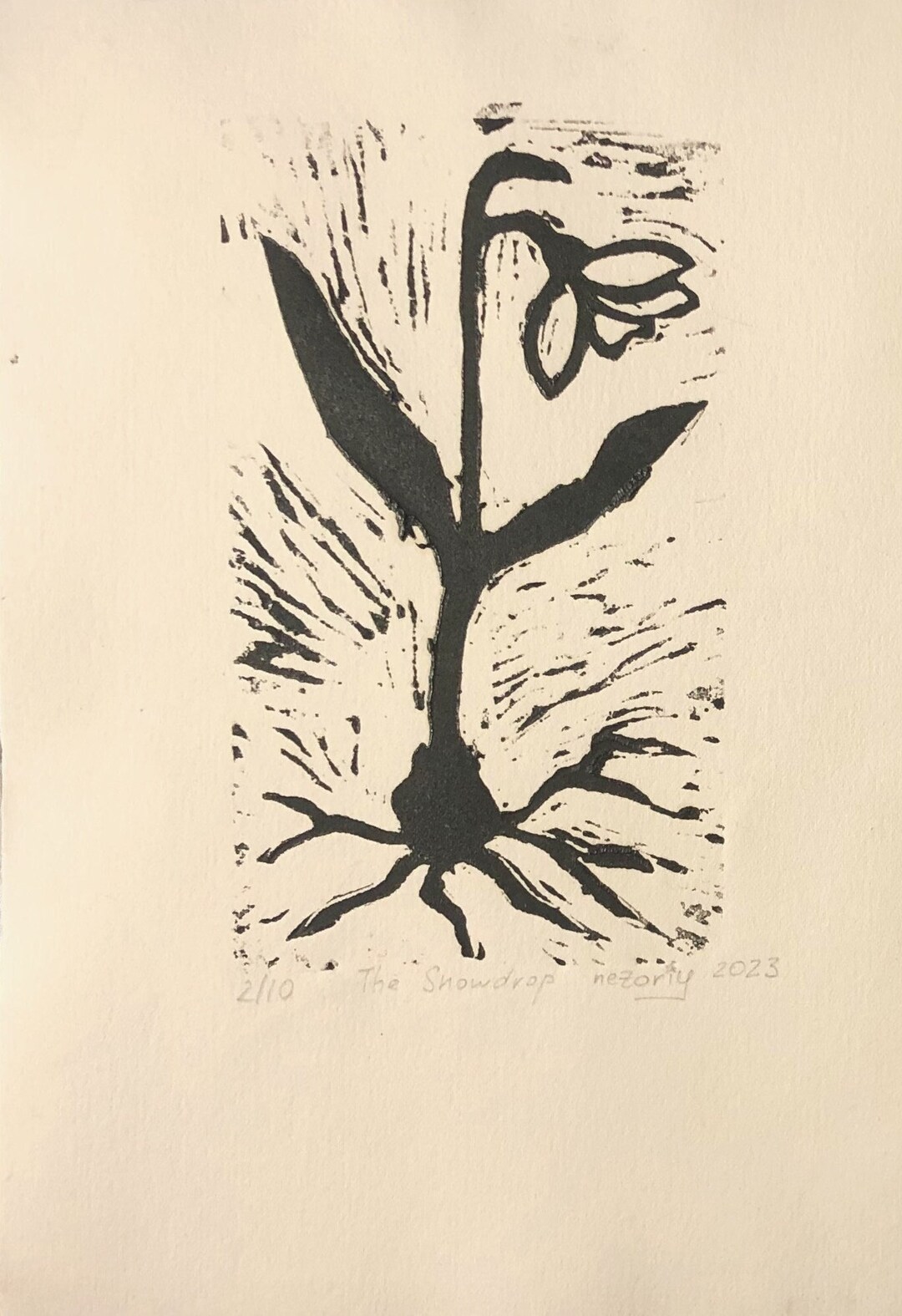 Snowdrops Linocut Print - Etsy