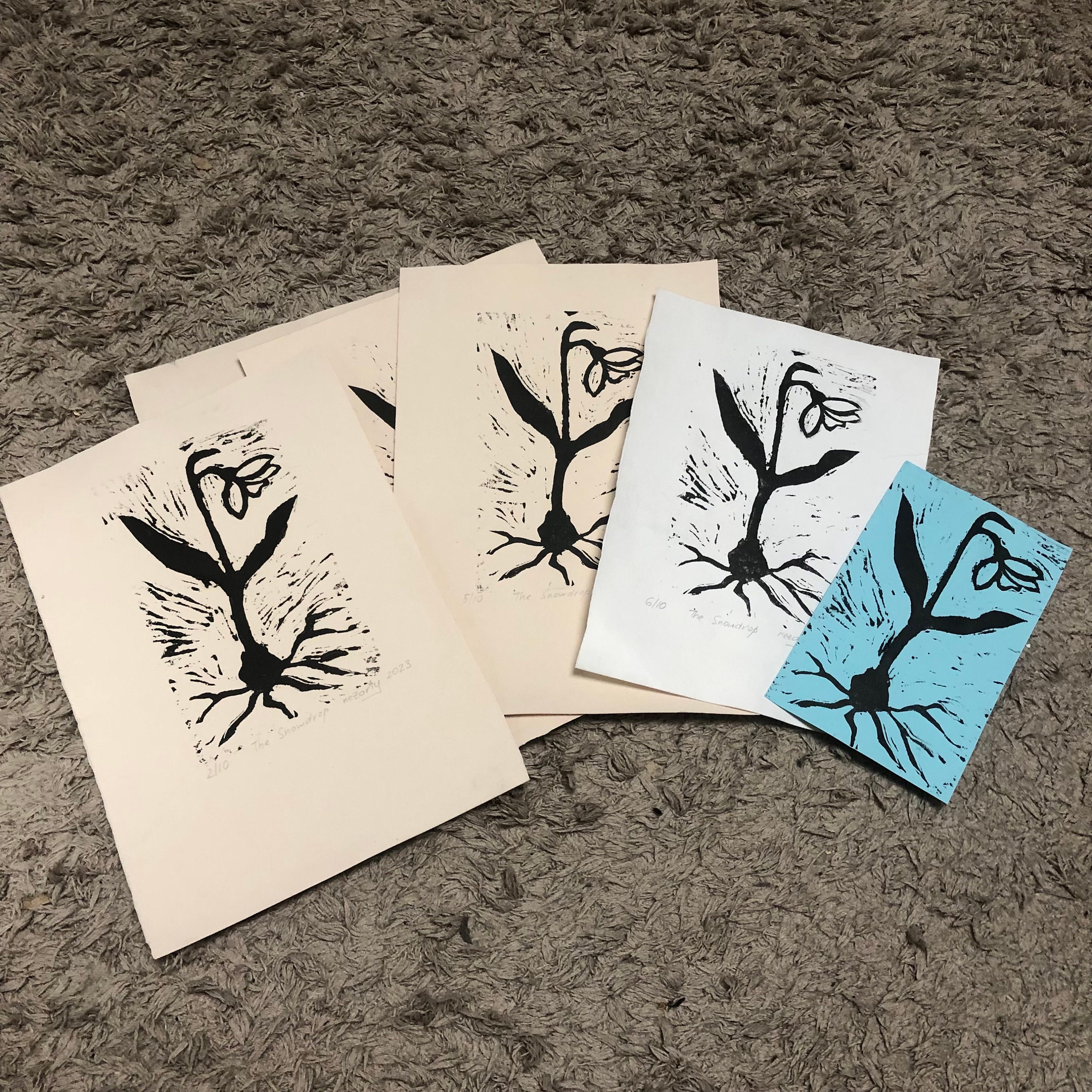 Snowdrops Linocut Print - Etsy