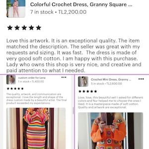 Crochet Mini Dress, Granny Square Dress, Knit Orange Dress, Crochet ...