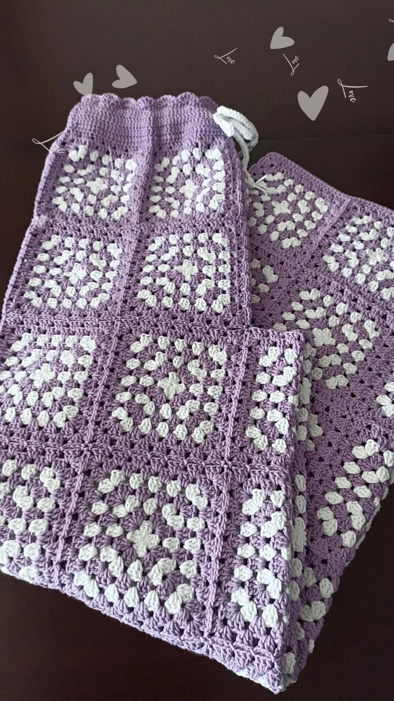 Purple Granny Square Pants, Crochet Pants, Crochet Trousers, Crochet ...
