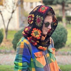Autumn Balaclava, Fall Colors Balaclava, Oversize Crochet Black ...