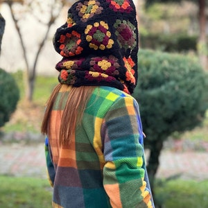 Autumn Balaclava, Fall Colors Balaclava, Oversize Crochet Black ...