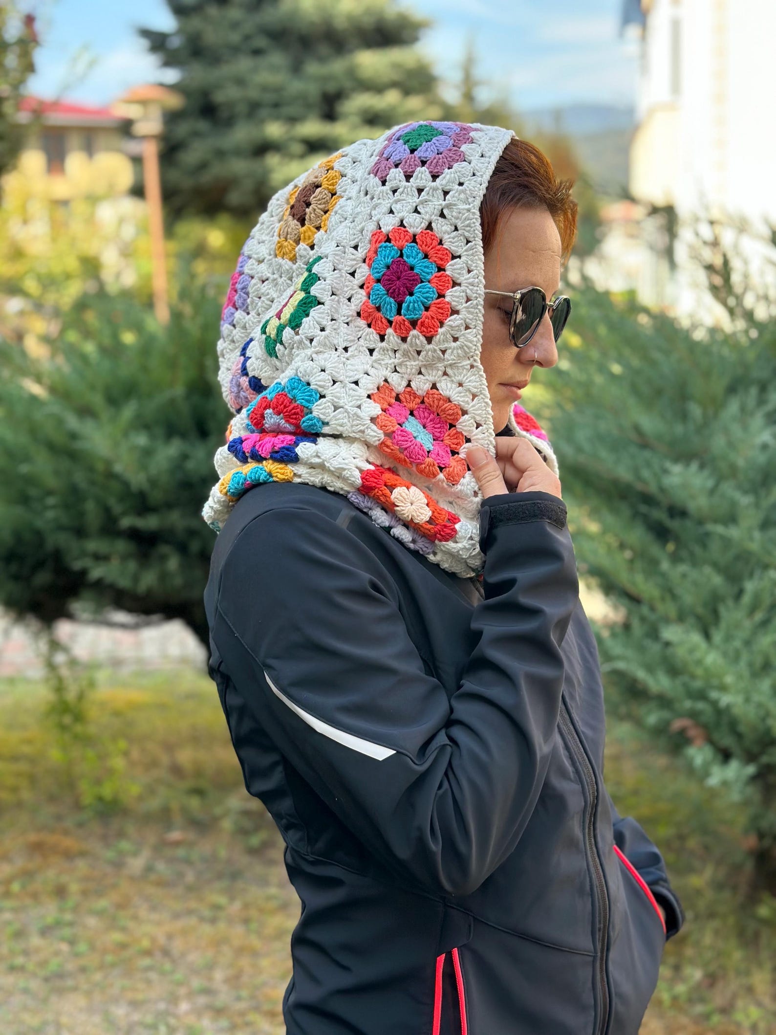 Granny Square Crochet Oversize Balaclava, Hand Knitted Balaclava for ...
