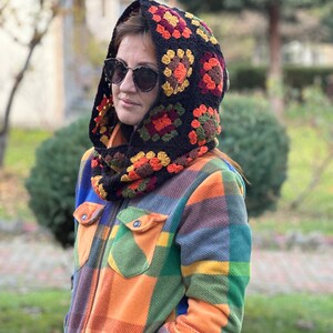 Autumn Balaclava, Fall Colors Balaclava, Oversize Crochet Black ...