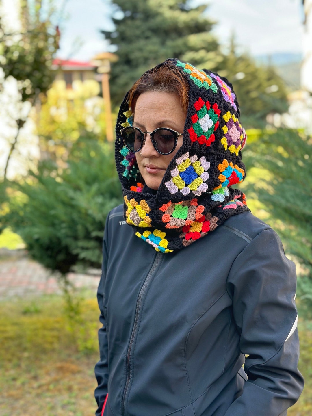 Face Open Balaclava, Unisex Granny Square Knit Balaclava, Mochi ...