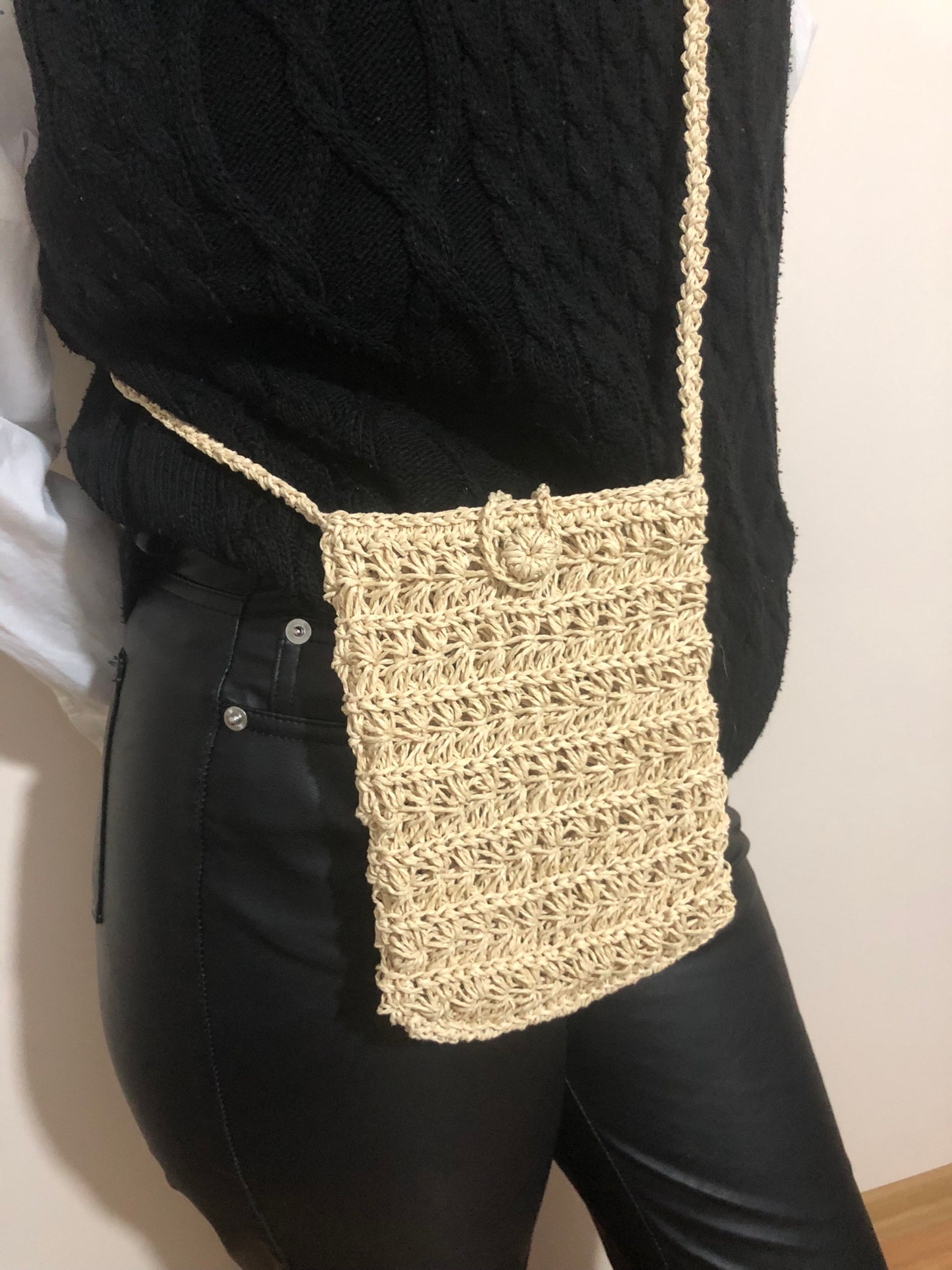 Crochet Women Mini Paper Rope Bag, Crochettote Bag for Women, Crochet ...