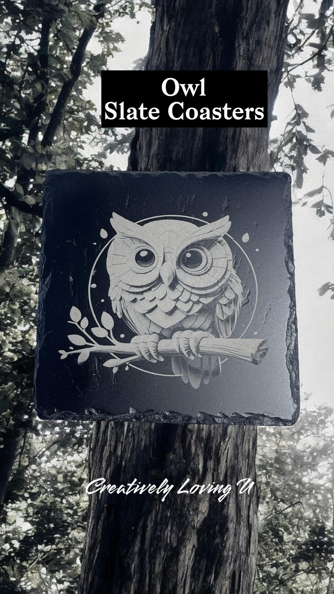 Digital File for - Owl Slate Coaster Engraving. SVG & XCS Software ...