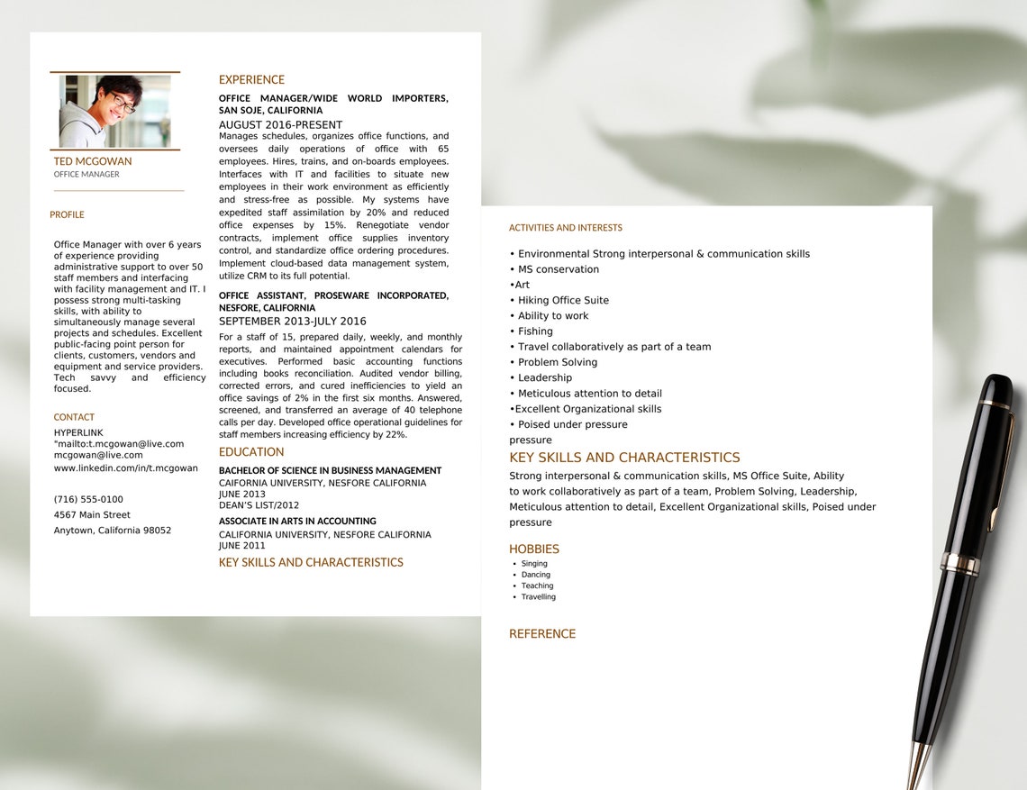 Modern Executive Resume Template 2022 | Manager Resume Template for ...