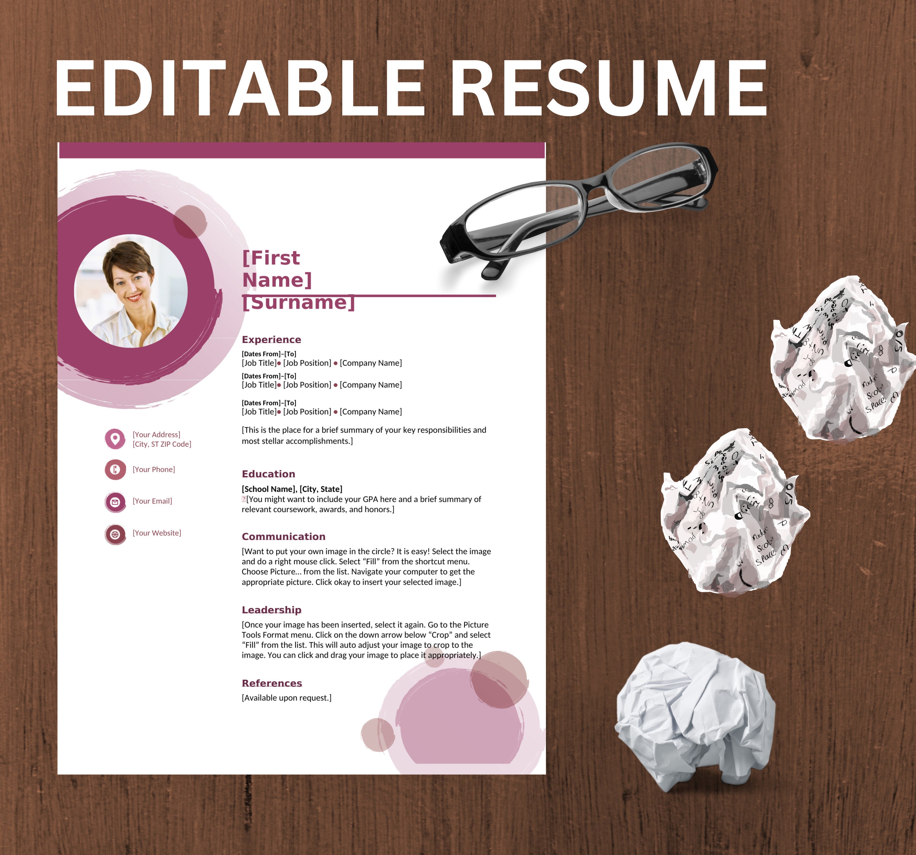 Modern Resume Template Editable Digital Download Modern - Etsy