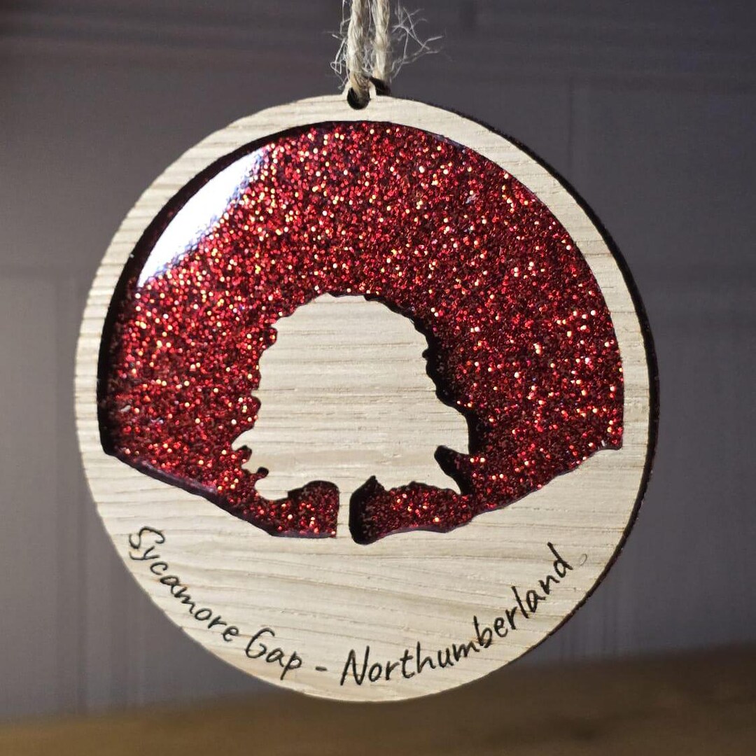 Sycamore Gap Christmas Tree Ornament Night Sky Northern Lights Aurora ...