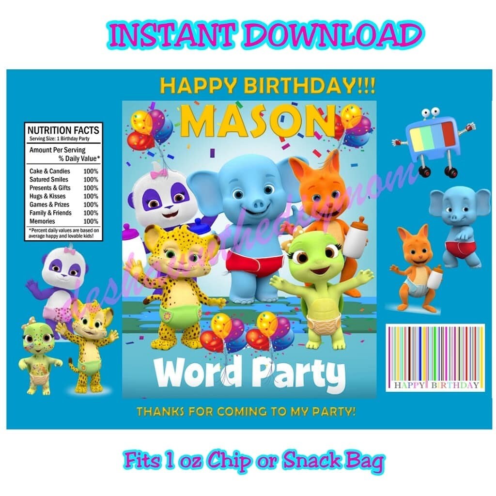 Word Party Chip Bag/ Digital Download/ Editable/netflix Decor/word ...