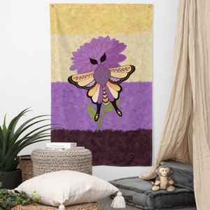 Cottagecore Aesthetic Non Binary Pride Moth Flag - Etsy