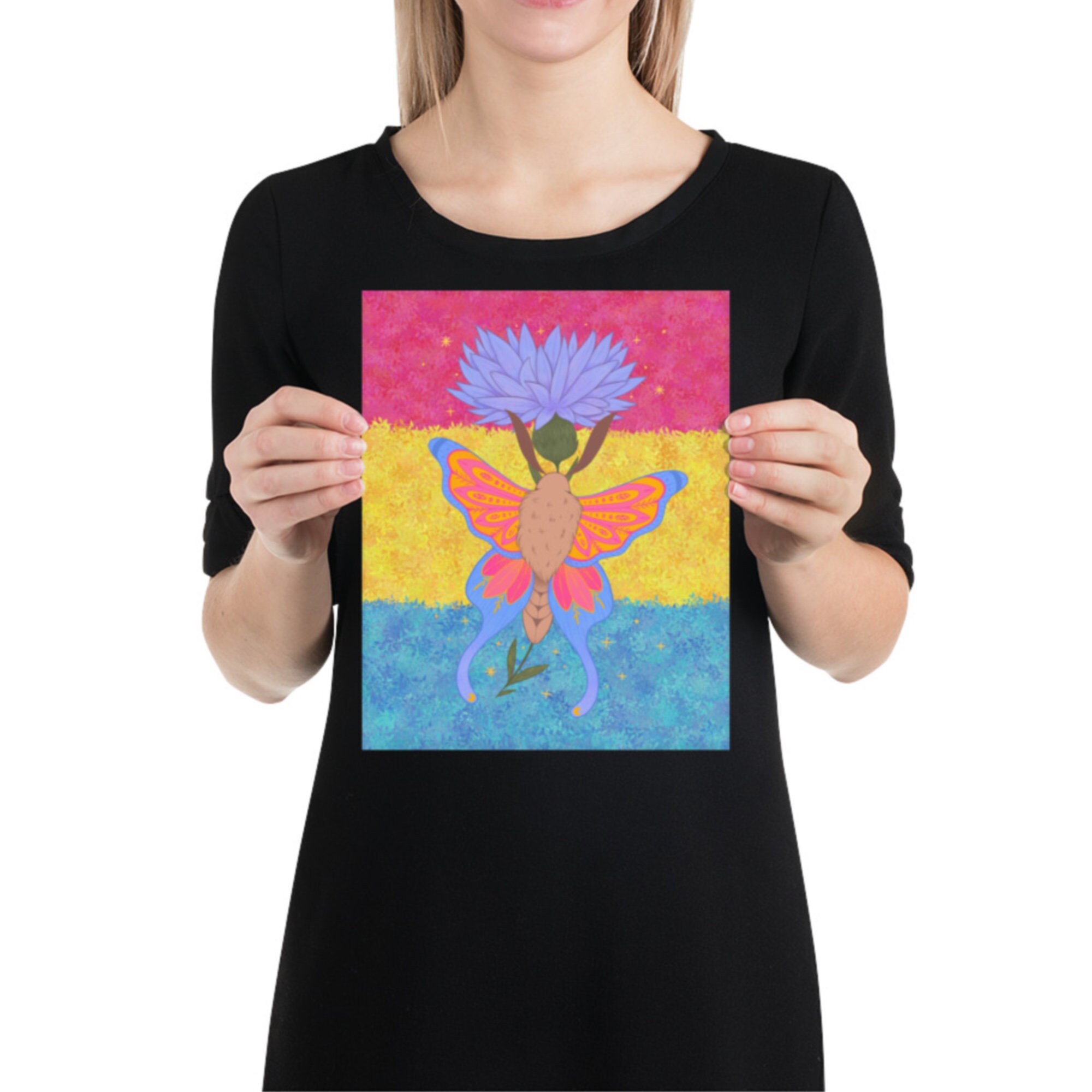 Cottagecore Aesthetic Pansexual Pride Moth Art Print - Etsy