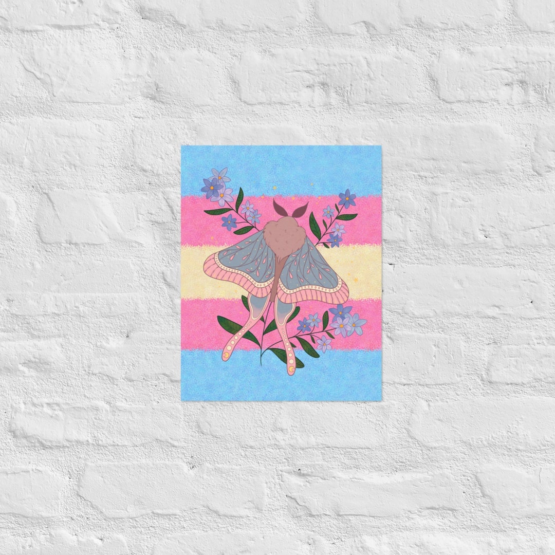 Cottagecore Aesthetic Transgender Pride Moth Giclée Poster - Etsy