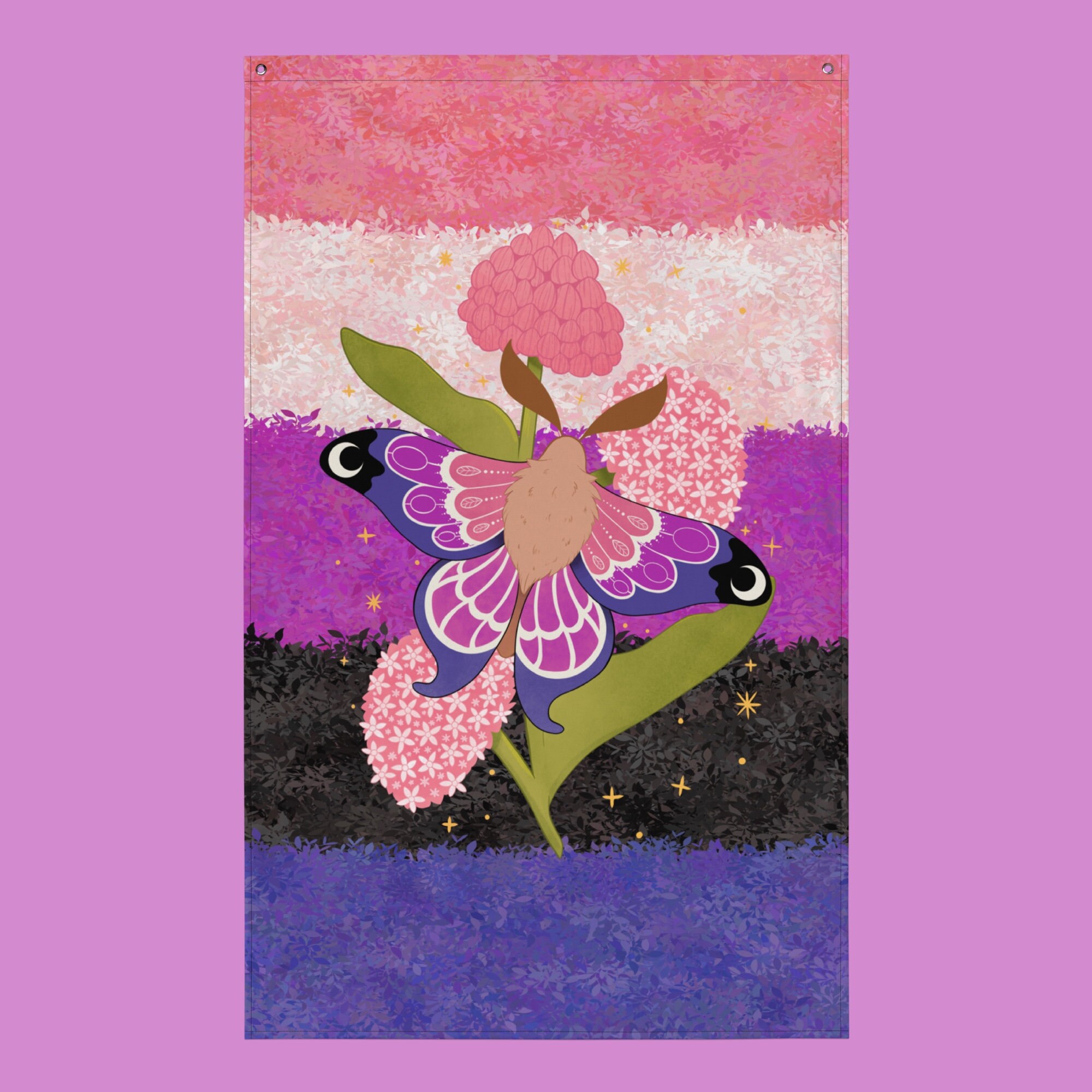 Cottagecore Aesthetic Gender Fluid Pride Moth Flag Gender Fluid Flag ...