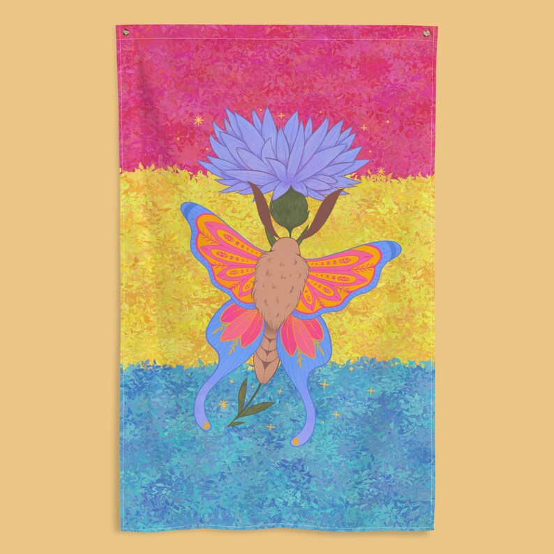 Cottagecore Aesthetic Pansexual Pride Moth Flag Pan Flag - Etsy