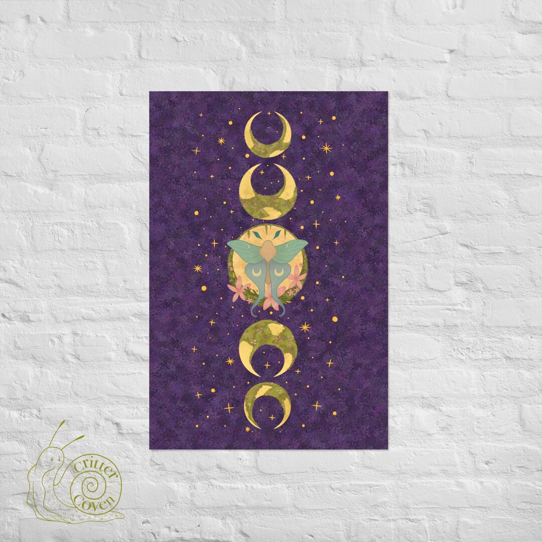 Luna Moth Art Print | Moon Art Print | Moth Art Print| Fairycore Art ...