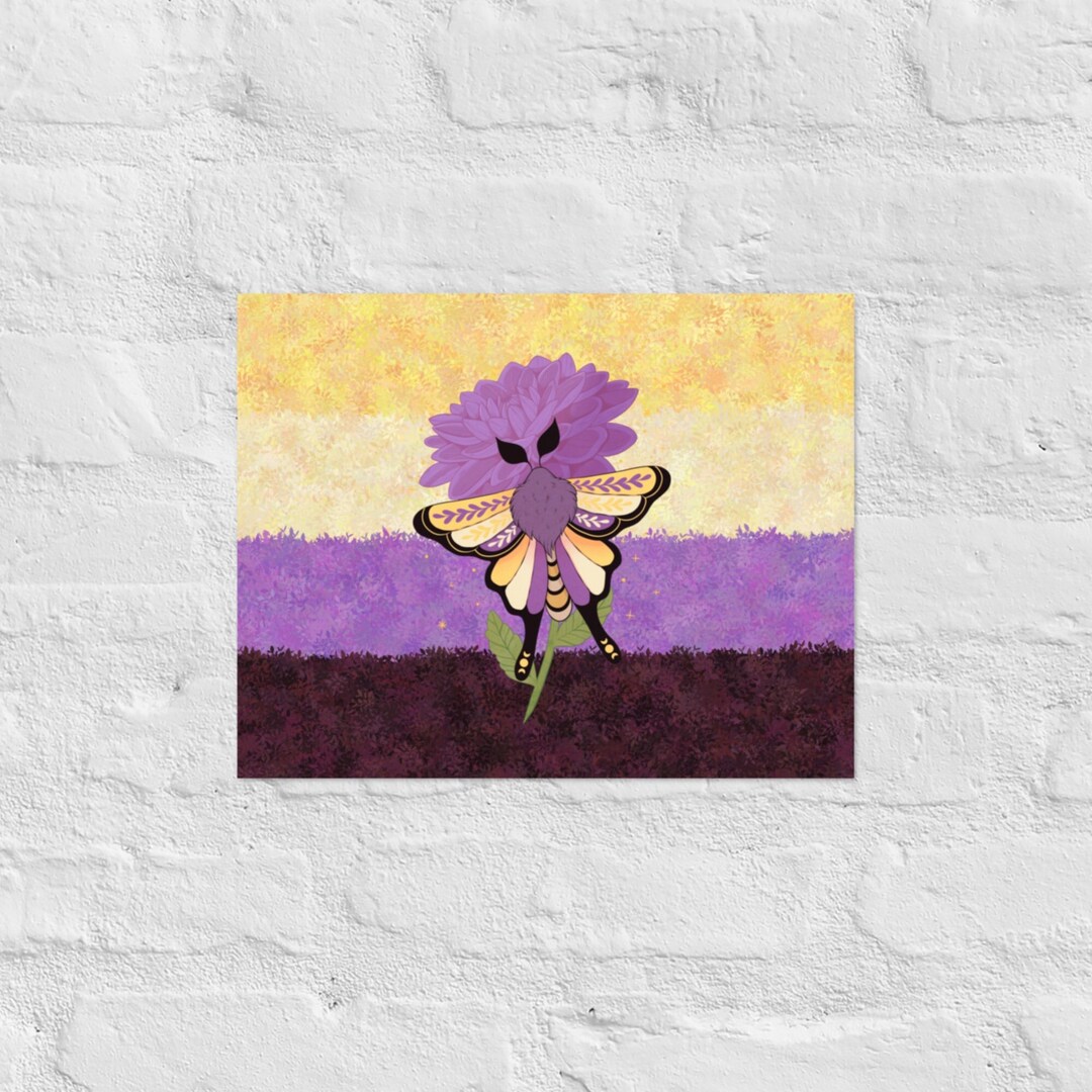Cottagecore Aesthetic Non Binary Pride Moth Giclée Print - Etsy