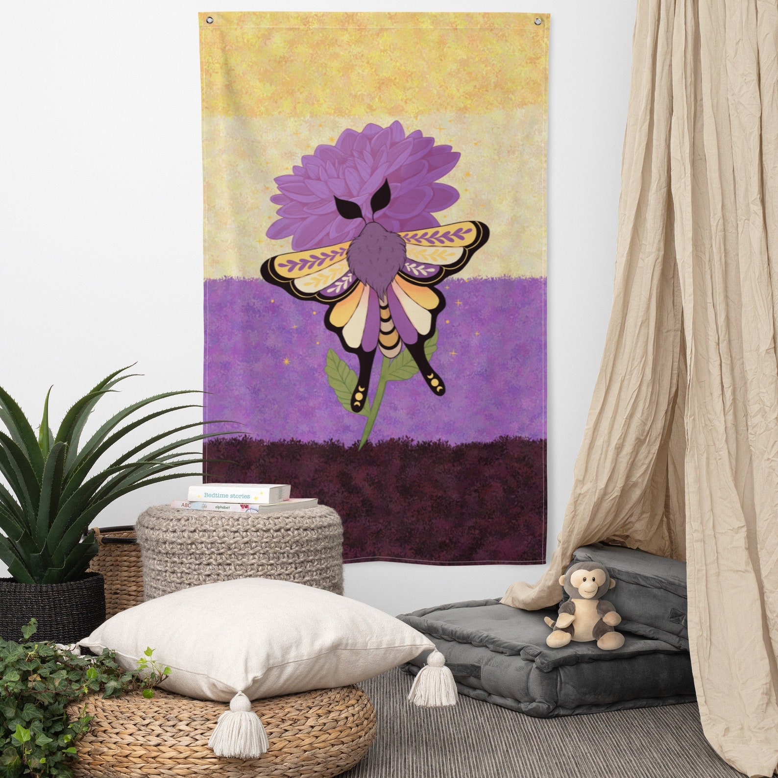 Cottagecore Aesthetic Non Binary Pride Moth Flag - Etsy