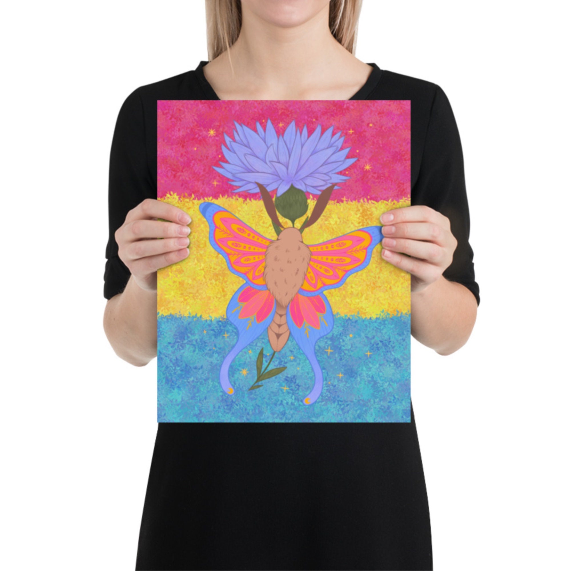 Cottagecore Aesthetic Pansexual Pride Moth Art Print - Etsy