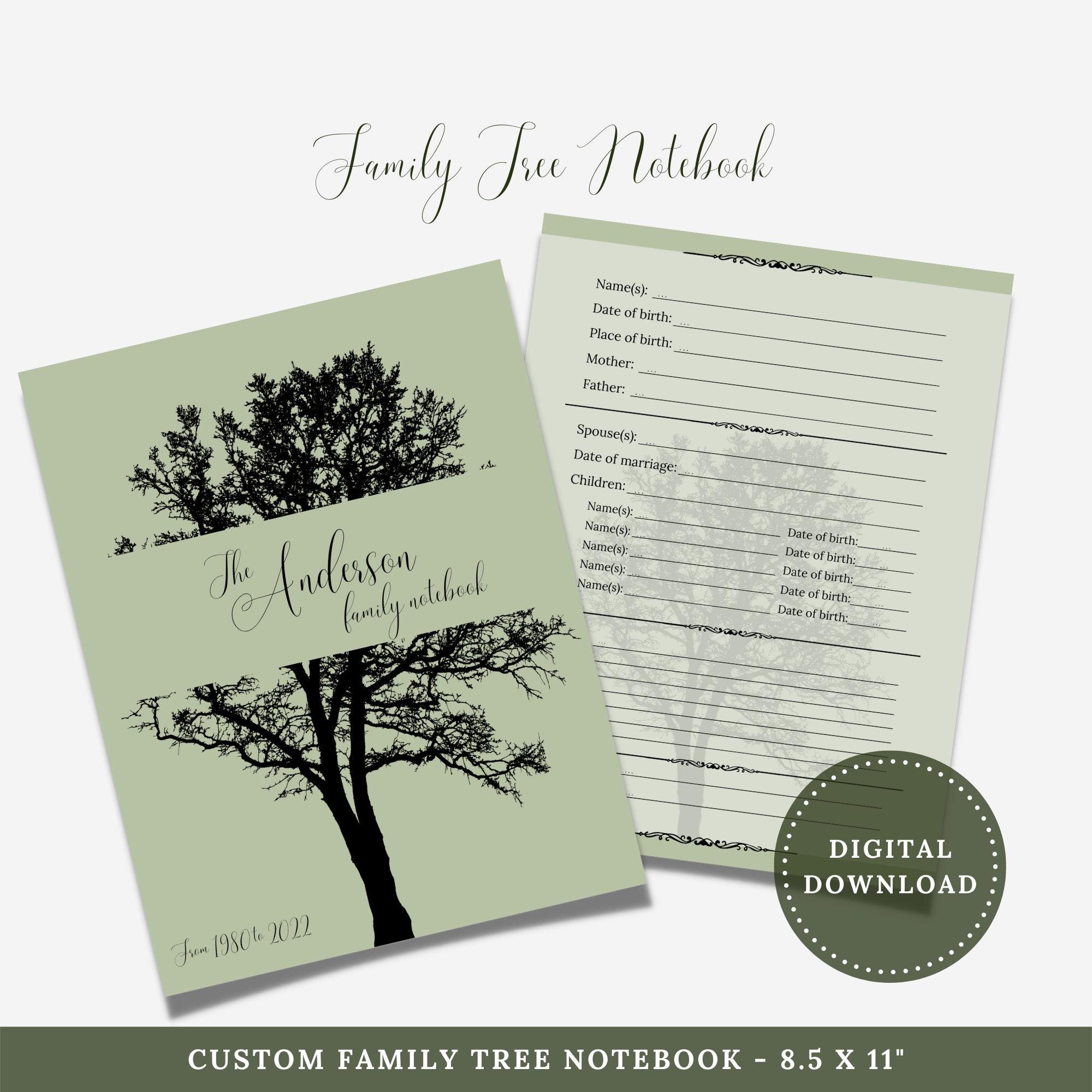 Family Tree Book... Family Journal. Custom Family Tree Notebook ...