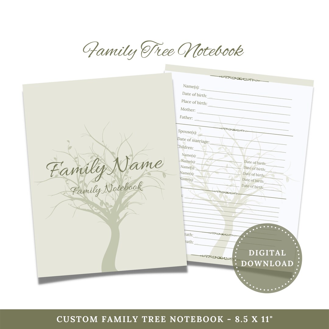 Family Tree Book... Custom Family Tree Notebook. Family Journal ...