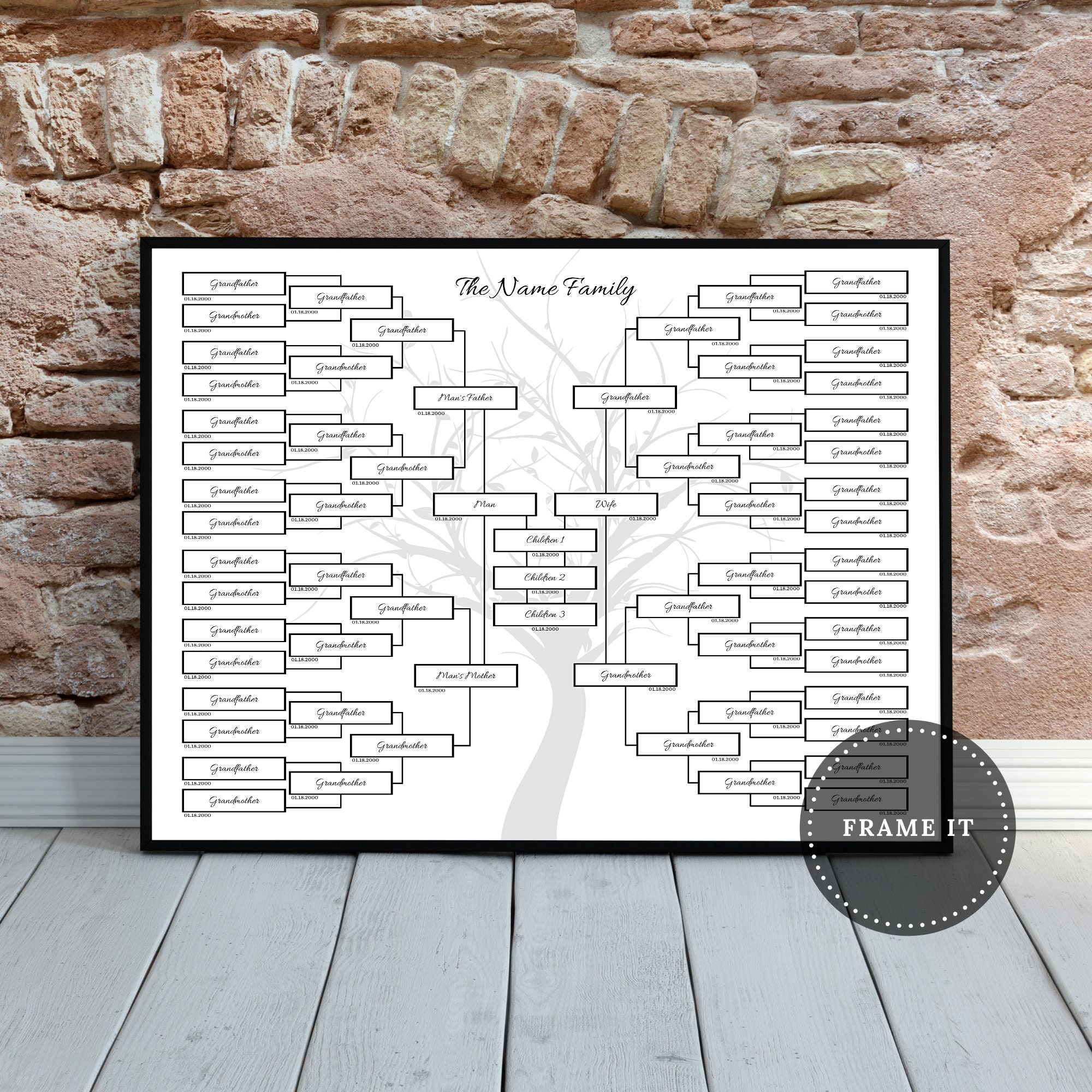 6 Generations Family Tree Chart... Custom Family Tree Print. - Etsy Canada