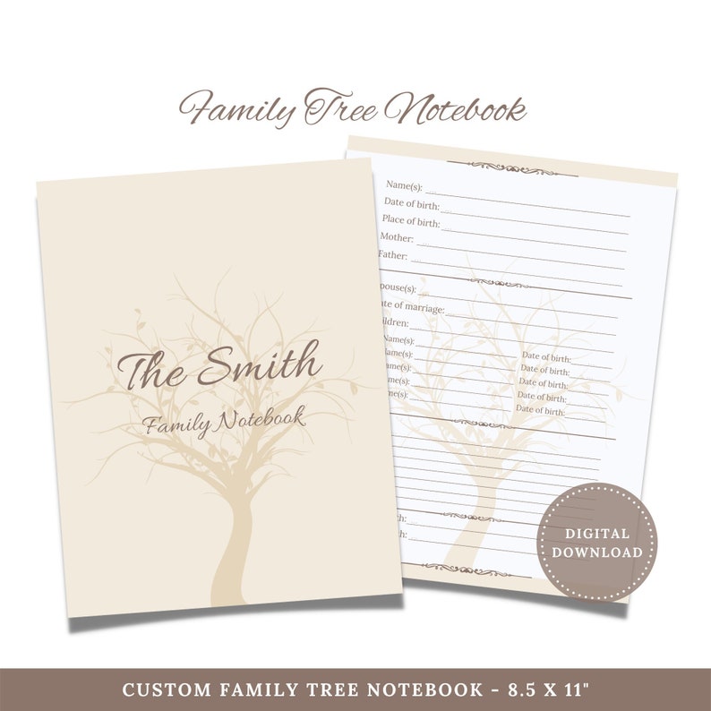 Family Tree Book... Custom Family Tree Notebook. Family | Etsy
