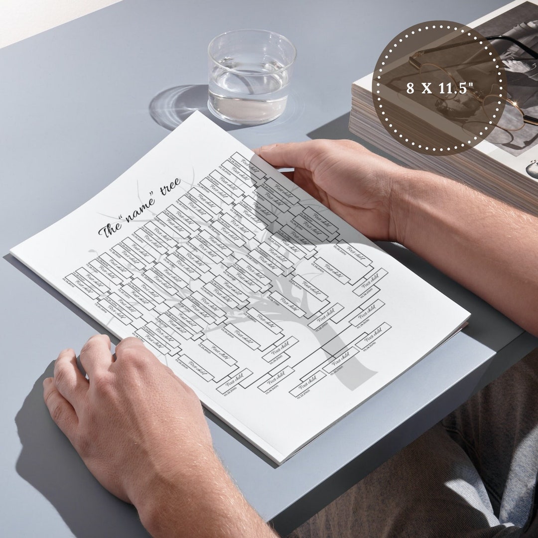 6 Generations Family Tree Chart Black and White Custom Family Tree ...