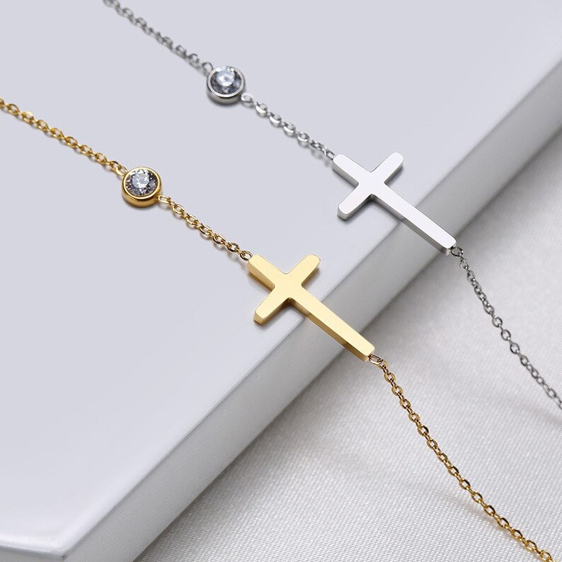 Women's Adjustable Link Stacked Layered Cross Chain - Etsy