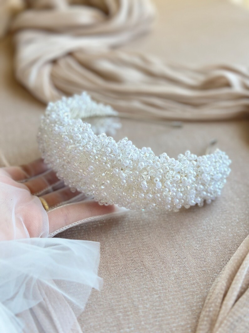 Pearl Headband, Bridal Head Piece, Pearl Embellished Wedding Headpiece ...