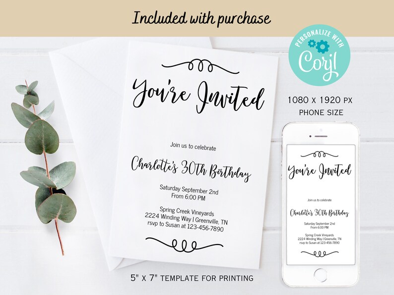 You're Invited Party Invitation Simple Birthday - Etsy