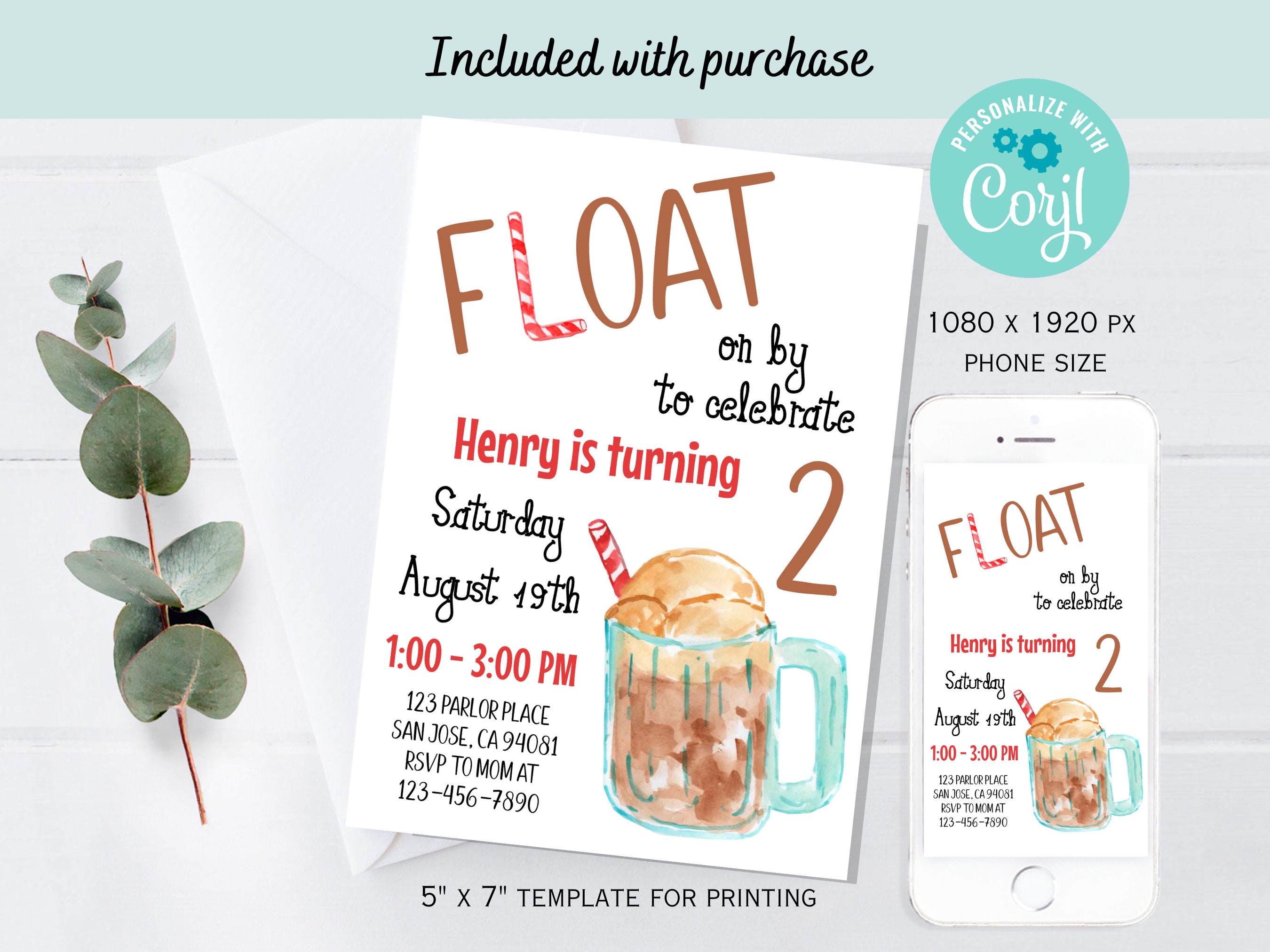 Root Beer Float Invitation | Ice Cream Float Invite | Summer Birthday ...
