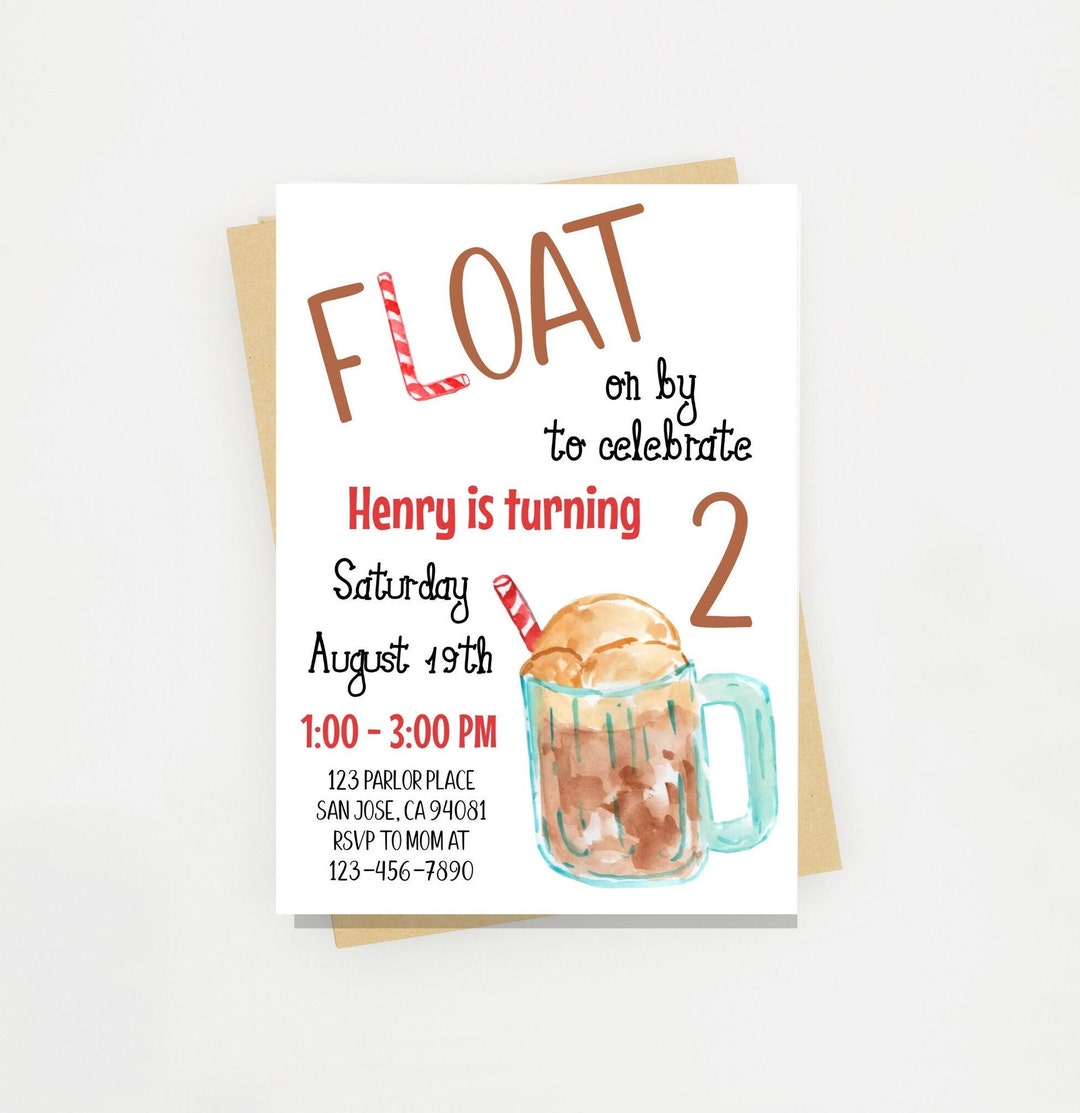 Root Beer Float Invitation | Ice Cream Float Invite | Summer Birthday Party | Invitation ...