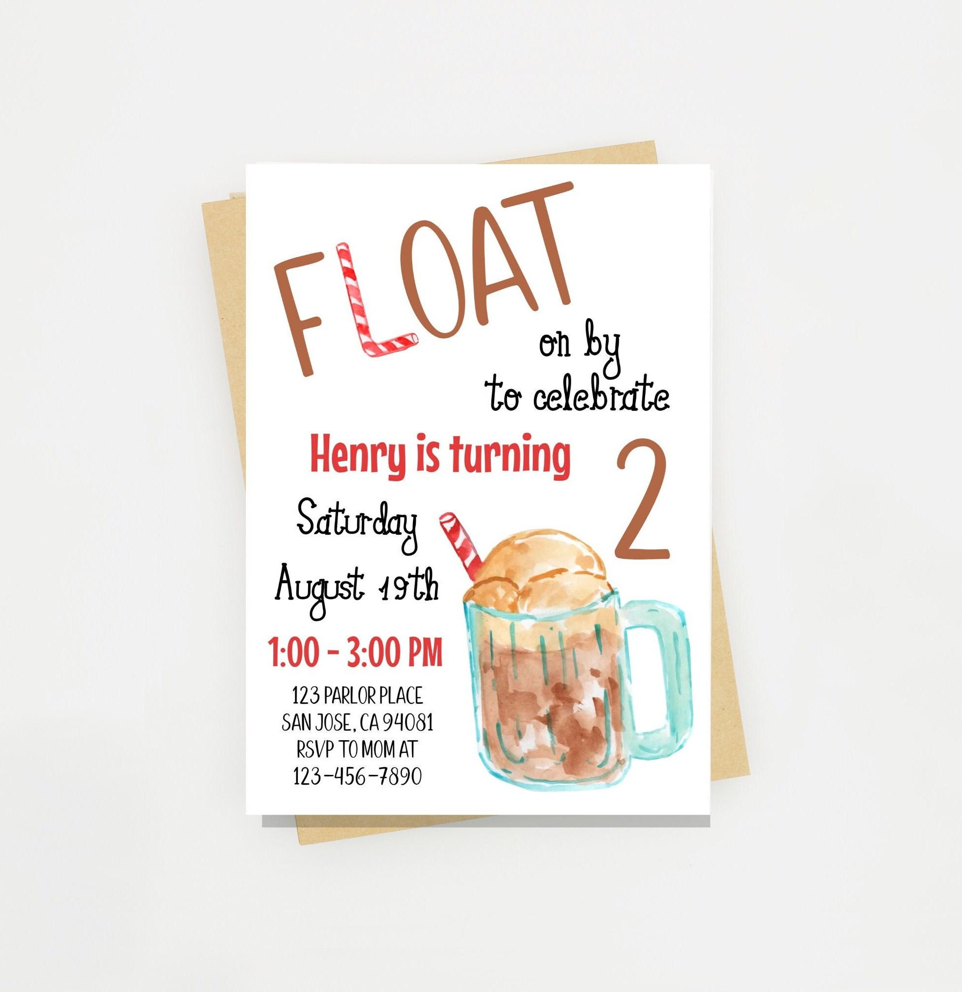 Root Beer Float Invitation | Ice Cream Float Invite | Summer Birthday ...