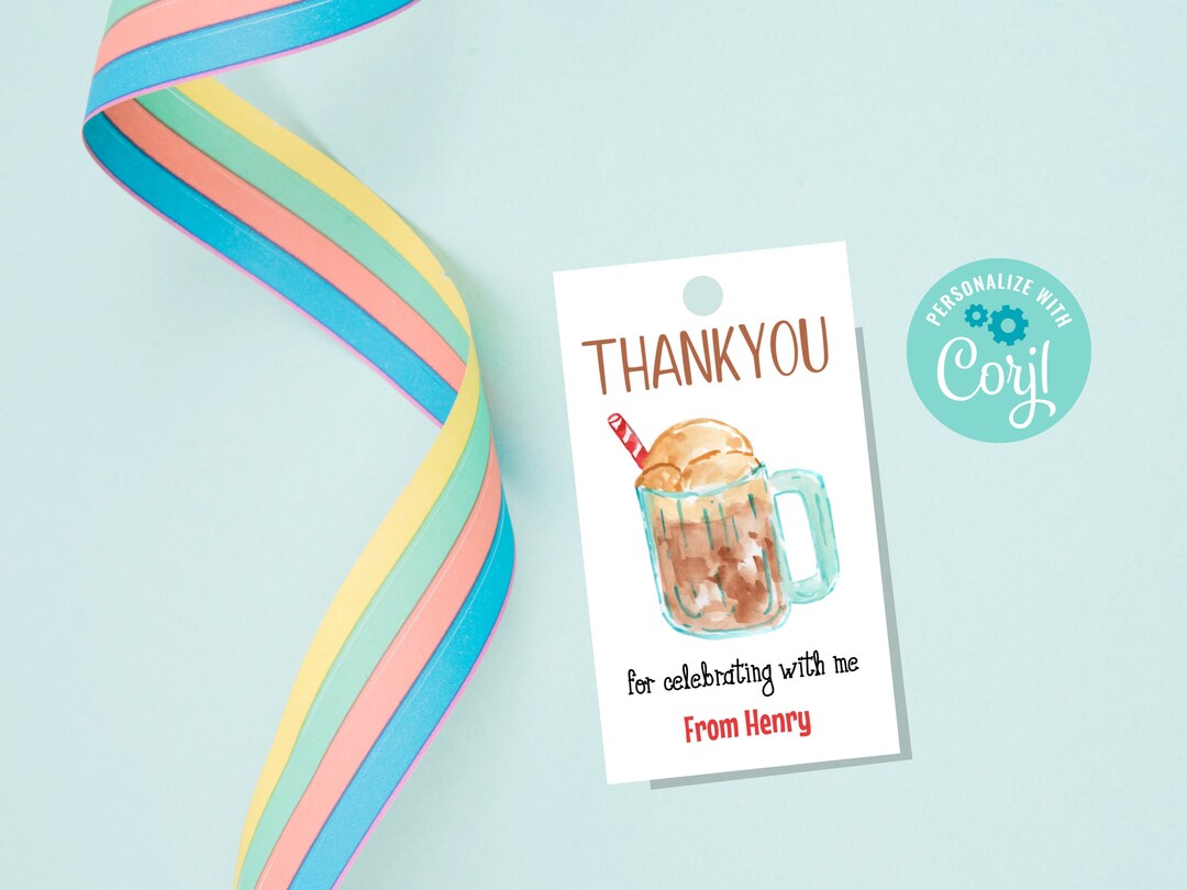 Root Beer Float Favor Tag | Ice Cream Thank You Tag | Root Beer Gift ...