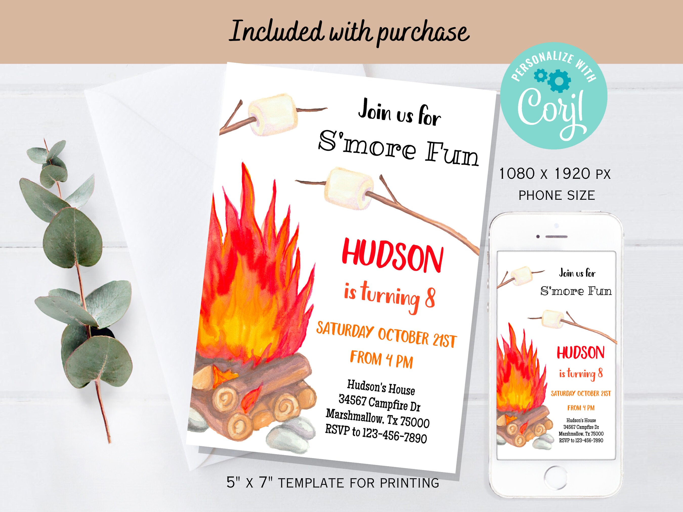 Smores Birthday Invitation | Smore Fun | Smores Party | Campfire Smores ...