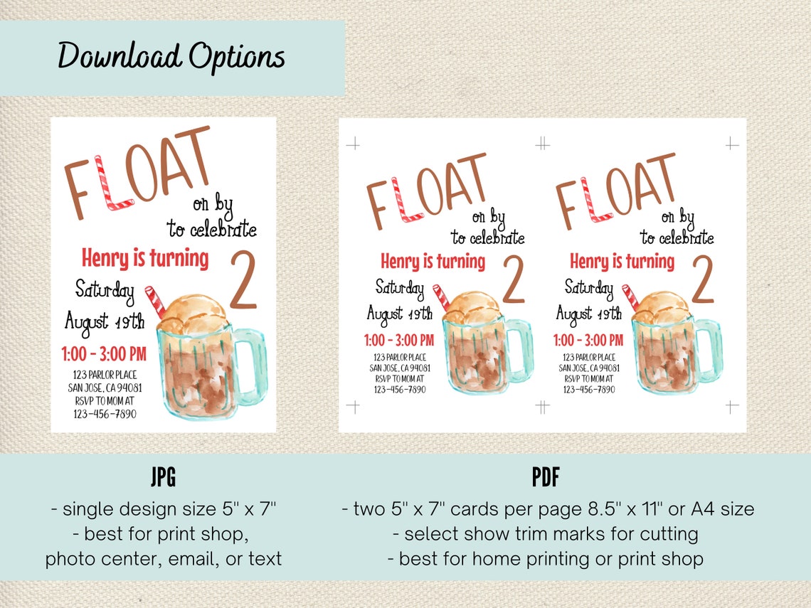Root Beer Float Invitation | Ice Cream Float Invite | Summer Birthday ...