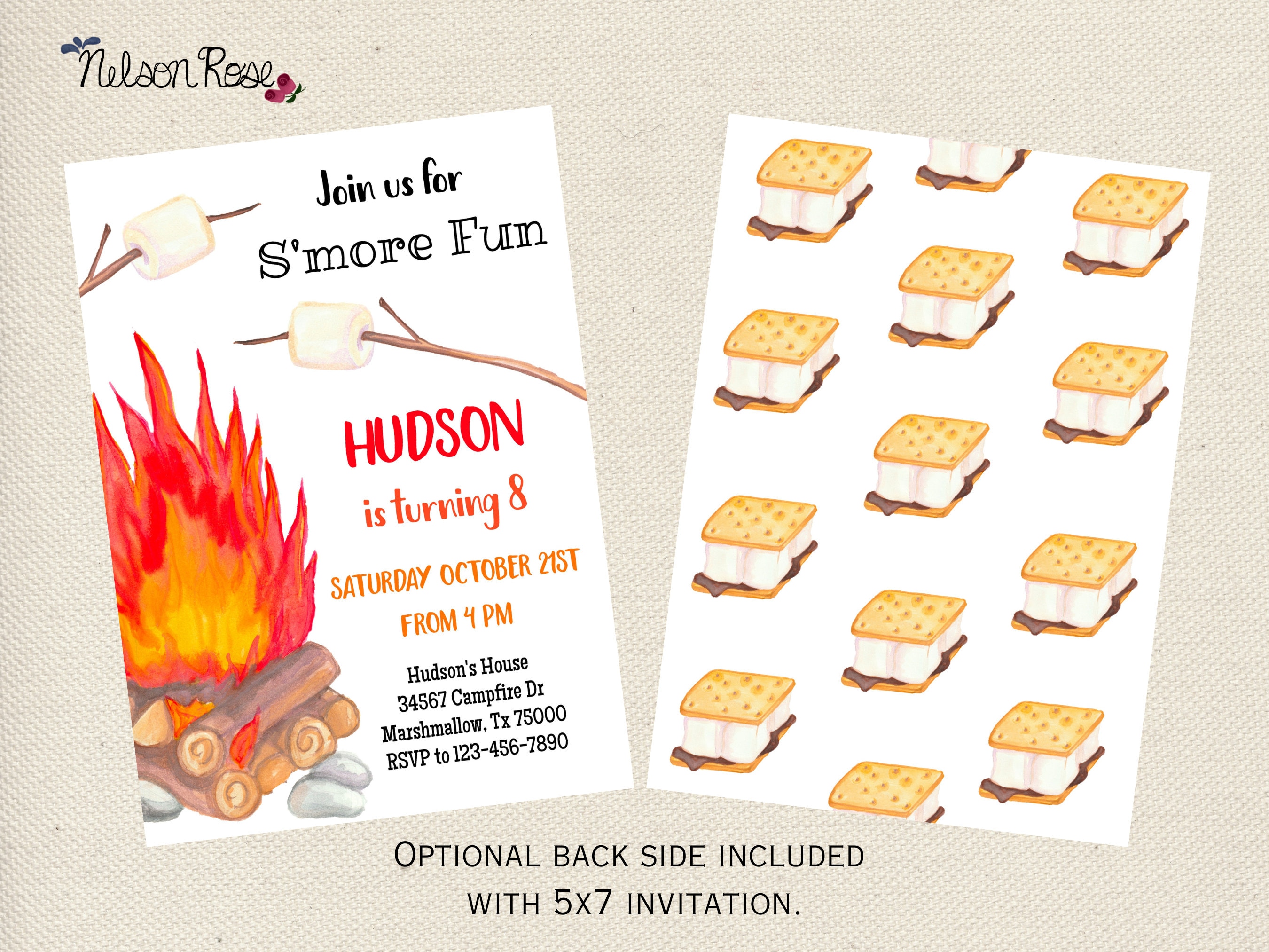 Smores Birthday Invitation | Smore Fun | Smores Party | Campfire Smores ...