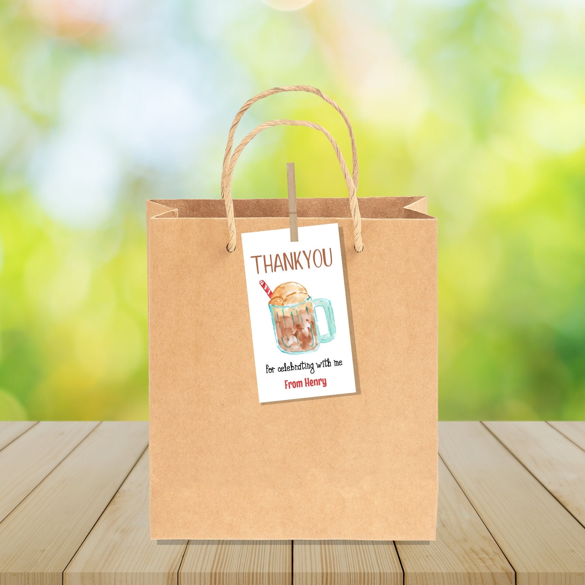 Root Beer Float Favor Tag | Ice Cream Thank You Tag | Root Beer Gift ...