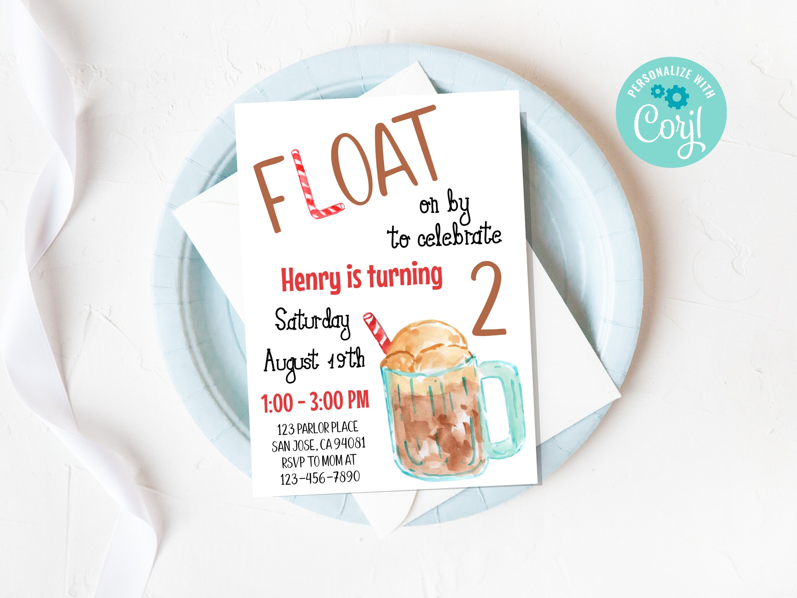 Root Beer Float Invitation | Ice Cream Float Invite | Summer Birthday ...