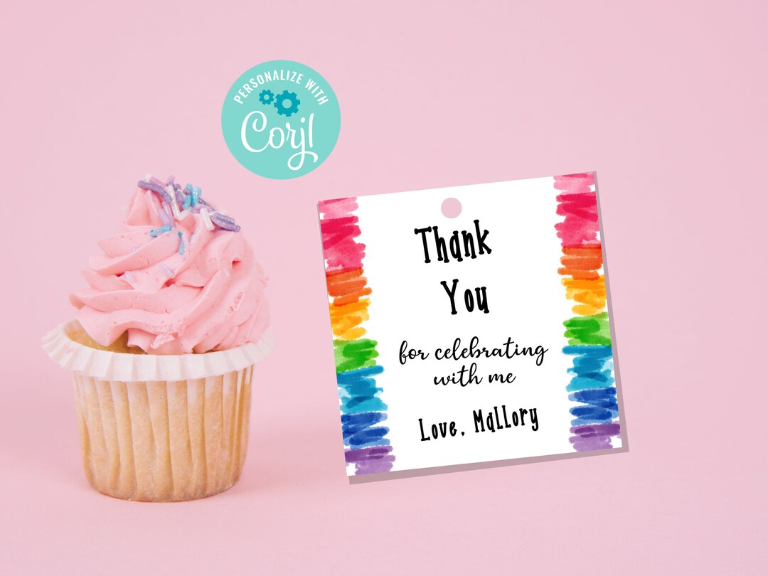 Rainbow Favor Tag | Bright Rainbow Thank You Tag | Rainbow Gift Tag ...